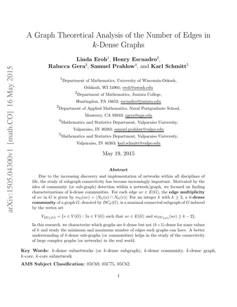 pdf a graph theoretical analysis of the number of edges in k dense graphs