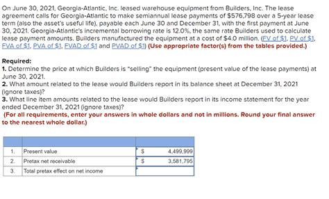 Solved On June 30 2021 Georgia Atlantic Inc Leased Chegg