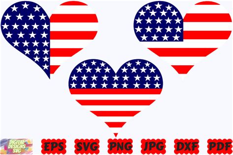 4th Of July Heart SVG American Heart Graphic By
