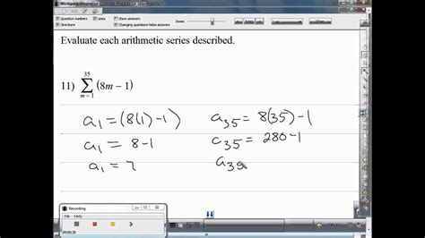 evaluate each arithmetic series described 1 youtube