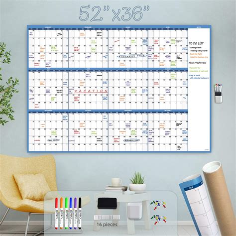 Amazon Large Dry Erase Wall Calendar X Blank Undated