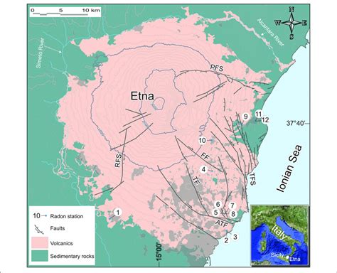 Simplified Geological Map Of Mount Etna Showing The Main Faults That