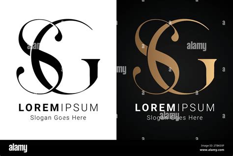 Luxury Initial SG Or GS Monogram Text Letter Logo Design Stock Vector