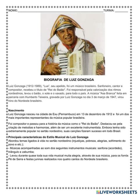 Luiz Gonzaga E O Nordeste Worksheet