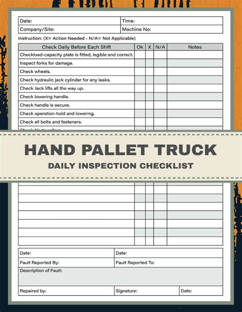 Amazon Hand Pallet Truck Daily Inspection Checklist Manual Hand