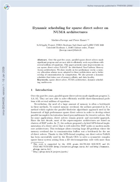 pdf dynamic scheduling for sparse direct solver on numa architectures pierre ramet