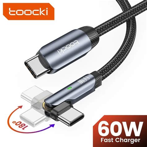 Toocki Cable USB Tipo C A Tipo C Cargador De Carga R Pida PD 180 Grados
