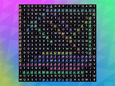 Sistemas Del Cuerpo Humano Y Sus Partes Wordsearch