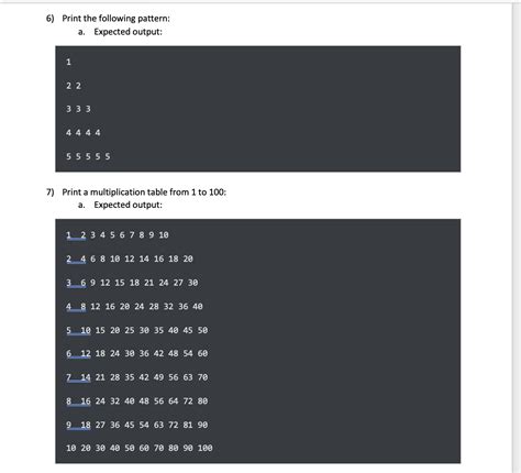 solved 6 print the following pattern a expected output 1