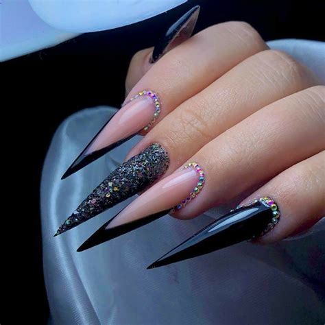 Unhas Em Gel Preta Stiletto Nails Acrylic Nails Stiletto Long
