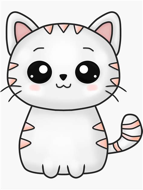 Pegatina Lindo Gato Lindo Gatito De Dibujos Animados De Art By