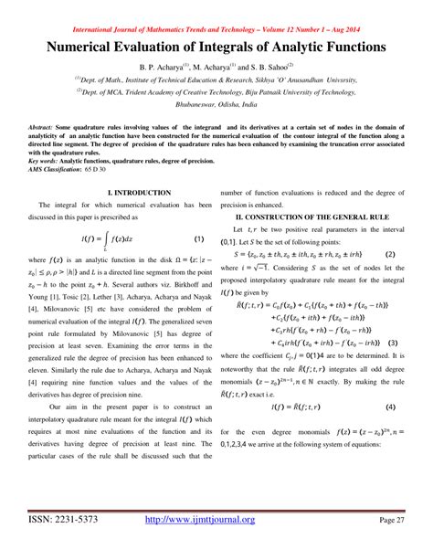 pdf numerical evaluation of integrals of analytic functions