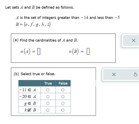 solved let sets a and b be defined as follows a is the set