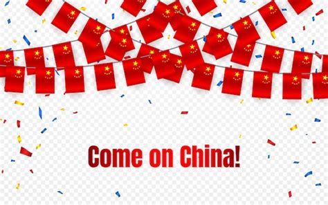 Bandera De Guirnalda De China Con Confeti Sobre Fondo Transparente