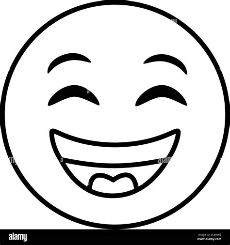 emoji cara riendo clásico estilo de línea icono ilustración vectorial