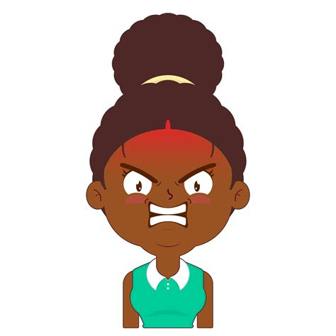 Mulher Afro Rosto Bravo Desenho Animado Fofo 19776500 PNG