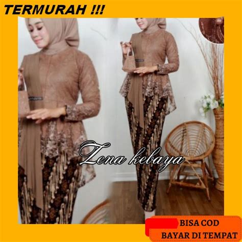 Jual Setelan Kebaya Modern Tunik Brokat Atasan Tille Set Kebaya Pesta