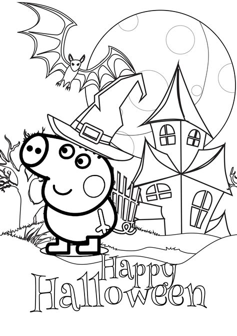 Kolorowanka świnka Peppa życzy wszystkim szczęśliwego Halloween