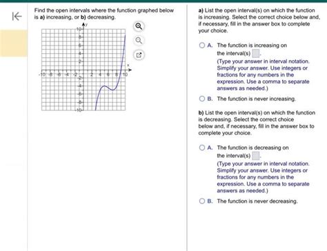 solved find the open intervals where the function graphed