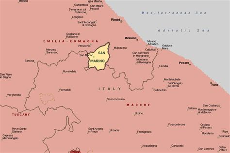 Сан Марино на карте Италии Сан Марино Европа Maps of the World