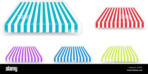 Tent Sunshade For Window Colored Striped Roof Isolated Realistic Shop