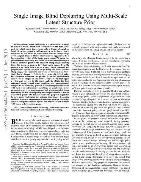 pdf single image blind deblurring using multi scale latent structure prior