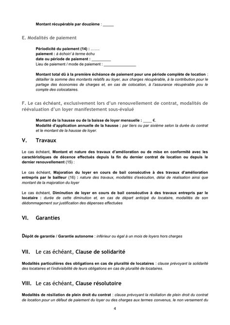 Contrat Type De Location Ou De Colocation De Logement Nu DOC PDF