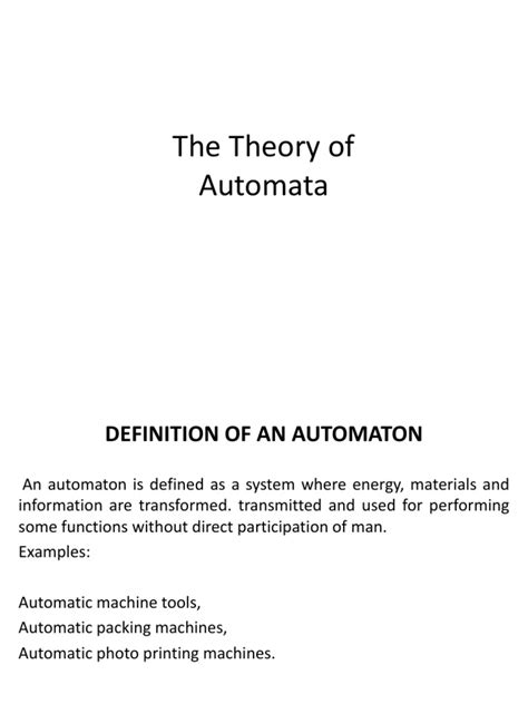the theory of automata pdf automata theory systems theory