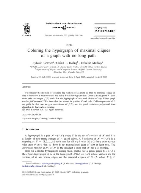 pdf coloring the hypergraph of maximal cliques of a graph with no long path andre cho and