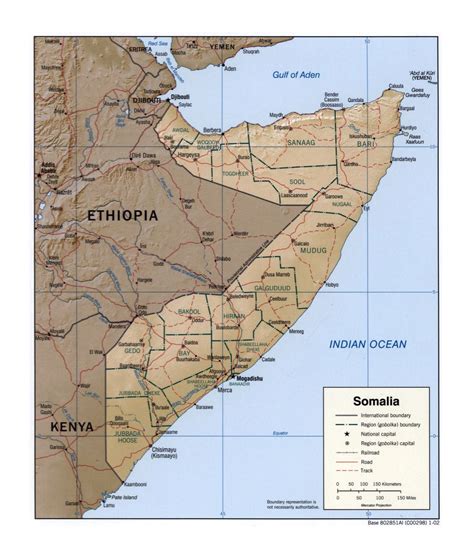 Large Detailed Political And Administrative Map Of Somalia With Relief