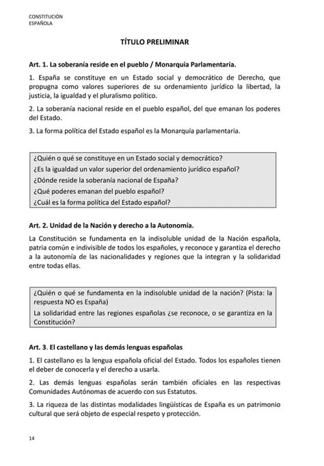 MUESTRA PREGUNTAS GUÍA de la CONSTITUCIÓN ESPAÑOLA PDF