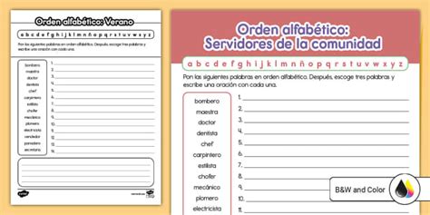 Orden alfabético Servidores de la comunidad Twinkl