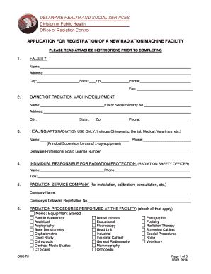 Fillable Online Dhss Delaware New Radiation Facility Application