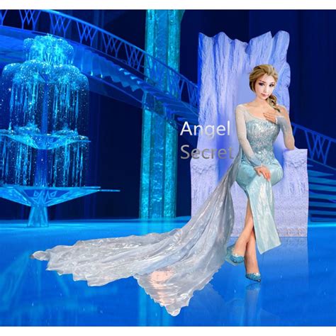J999 Elsa Performer Costume With Cl28 Park Version Cape Women Adult Frozen Dress