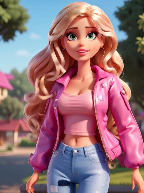 Linda Boneca Barbie Menina Em Rosa Roupa Da Moda Foto Premium