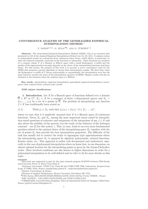 pdf convergence analysis of the generalized empirical interpolation method