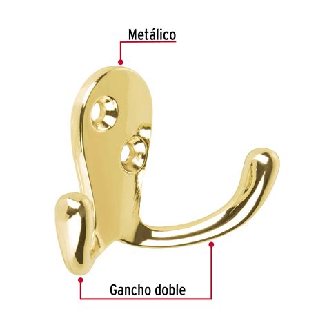 Ficha Tecnica Gancho doble tipo perchero latón brillante Hermex