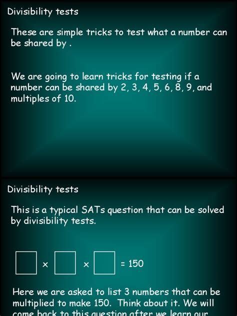 divisibility tests numbers arithmetic