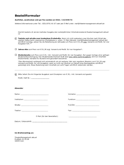 Ausfüllbar Online Ausfllen ausdrucken und per Fax senden an 0321 213