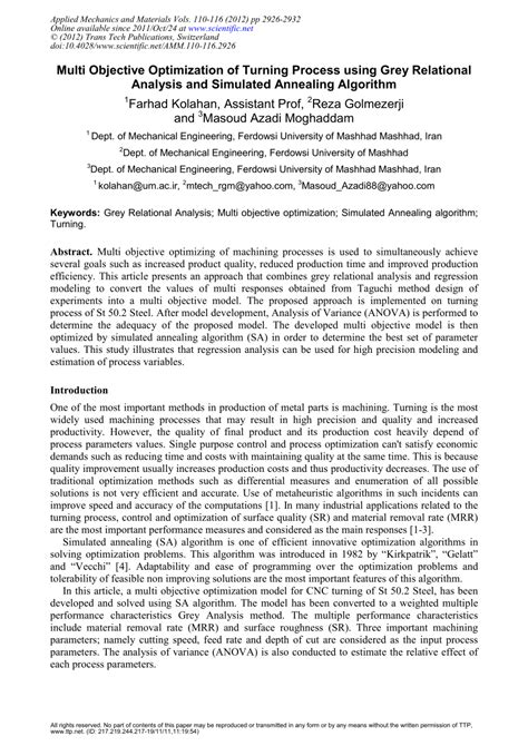 pdf multi objective optimization of turning process using grey relational analysis and