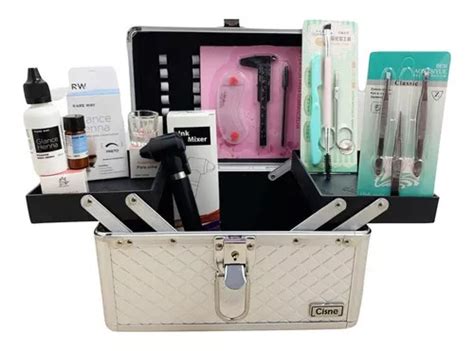 Kit Rena Sobrancelha Profissional Maleta Mixer Pincel Glance Cor Henna
