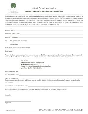 Fillable Online Stock Transfer Instructions Fax Email Print PdfFiller