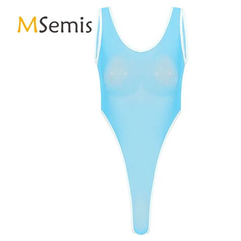 Women S Swimsuit See Through Sheer Mesh Scoop Neck Backless Lingerie