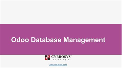 Odoo Database Management INTRODUCTION How To Reliably Take A Full