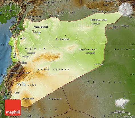 Physical Map Of Syria Darken