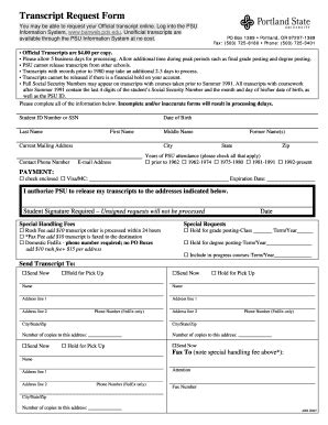 Fillable Online Transcript Request Form You May Be Able To Request Your