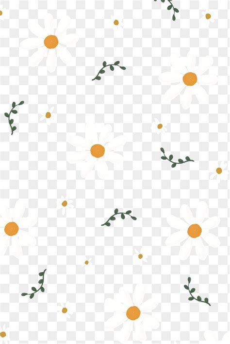 Daisy Flowers Patterned Background Png Cute Hand Drawn Style Premium