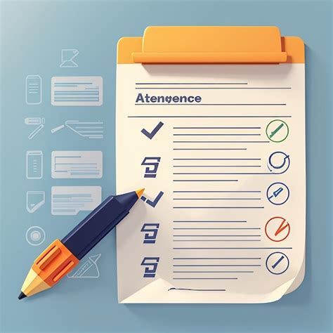Premium Photo Attendance Paper With Checklist Cartoon Vector Icon