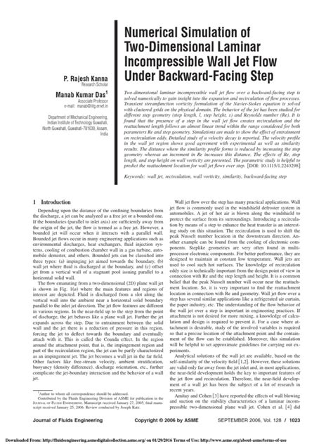 numerical simulation of two dimensional laminar incompressible wall jet flow under backward