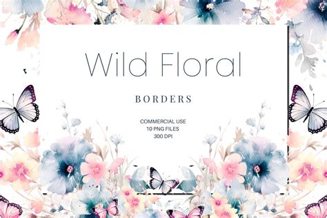 Wild Floral Clipart Watercolor Wild Flower Clipart Borders Floral
